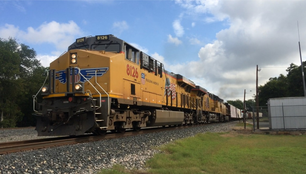 UP 8126 29Jul2016 SB at Patton Street with mixed mechandise